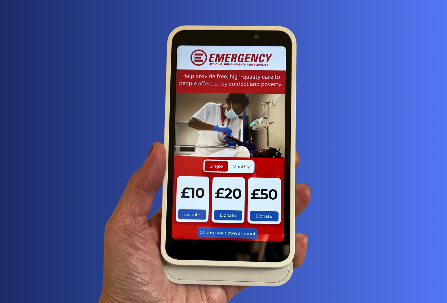 Emergency UK very satisfied with Stripe S700 Reader and Give A Little