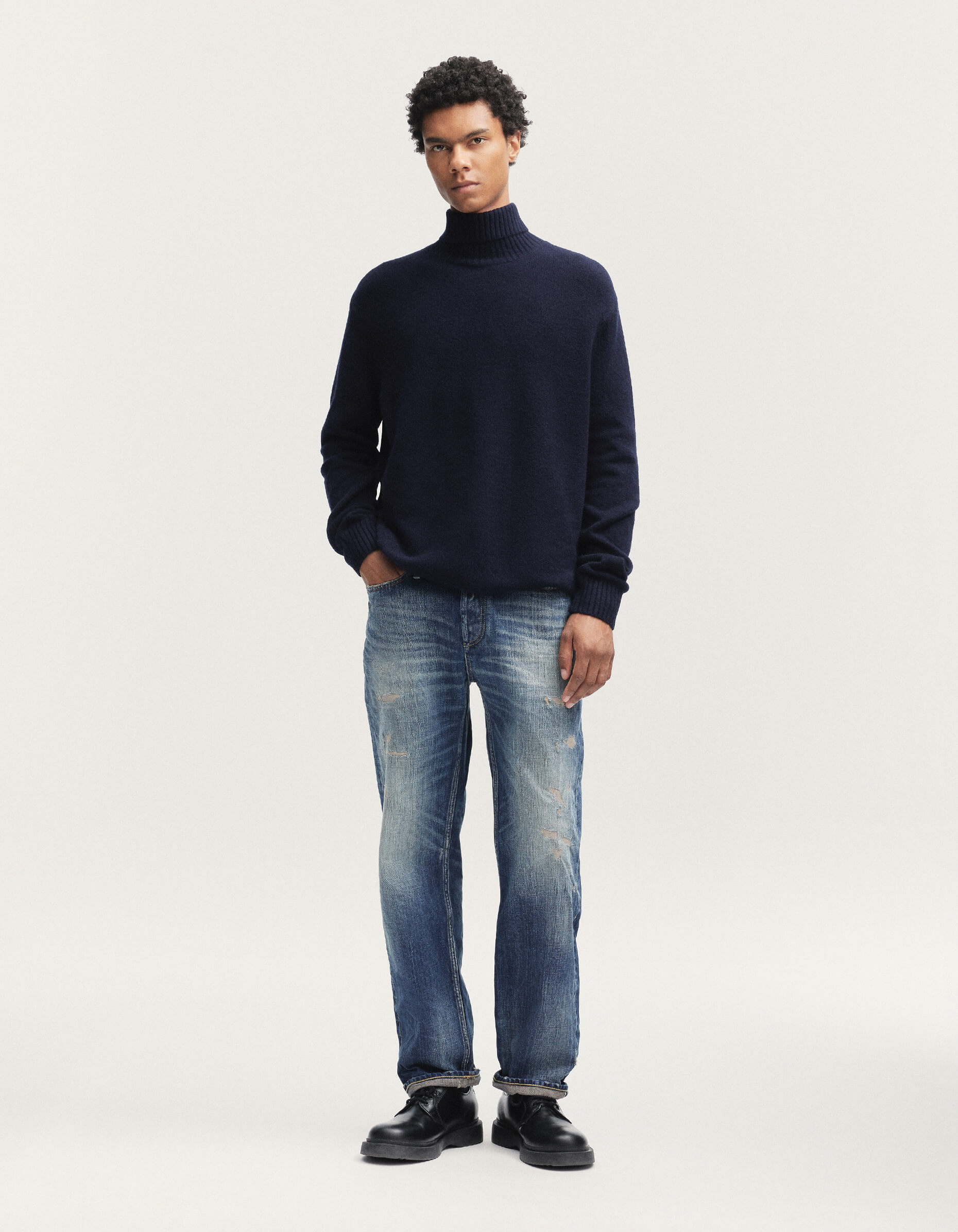 DENHAM TAB ROLL SWEATER Cosy Cotton Knit - DENHAM