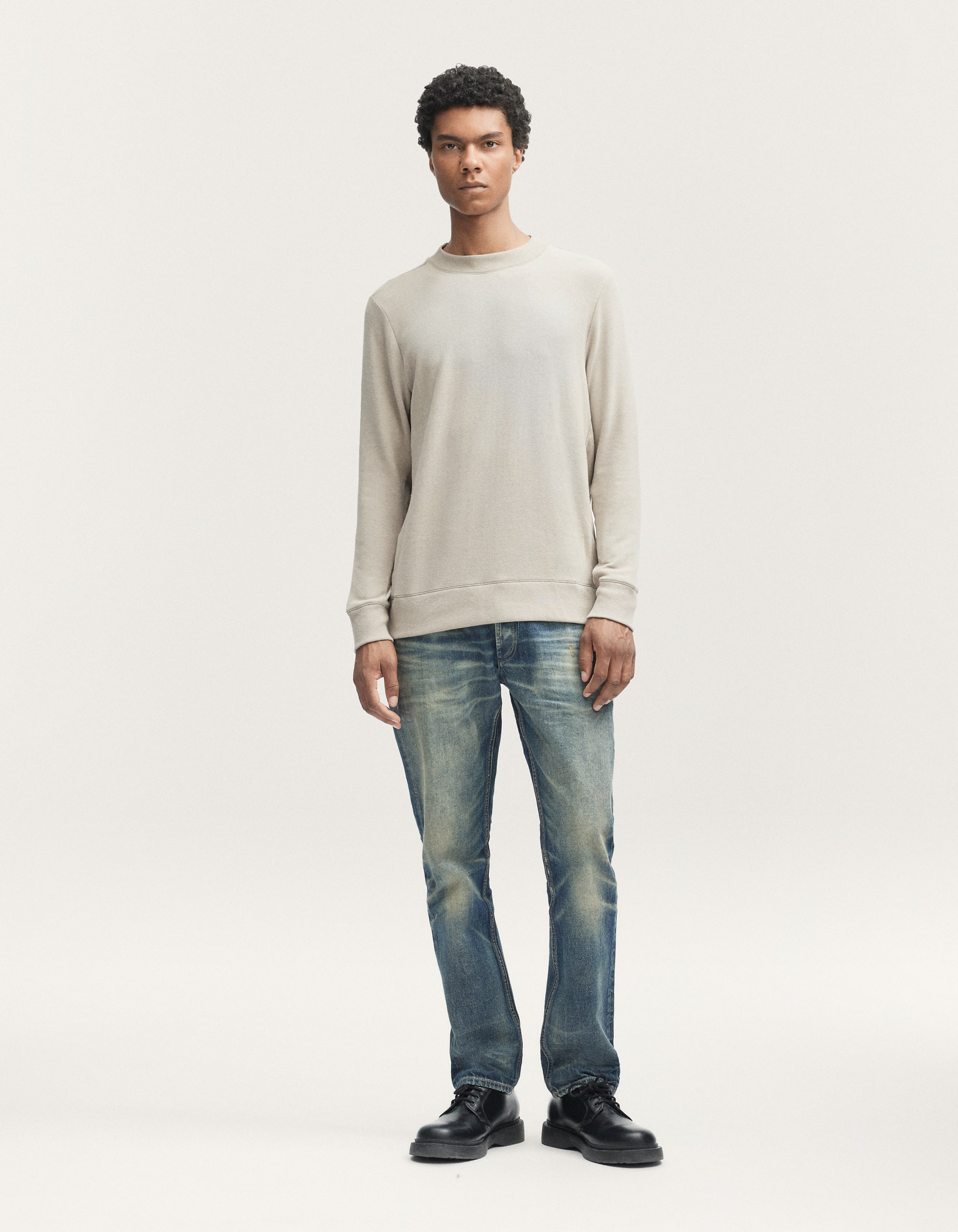 ROGER CREW NECK SWEATER Cotton Melange Jersey - DENHAM