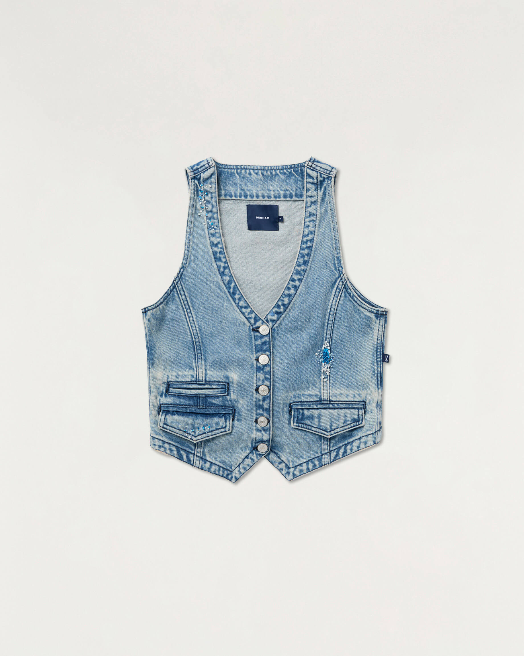 MASAKI VEST Stonewash Embroidery - DENHAM