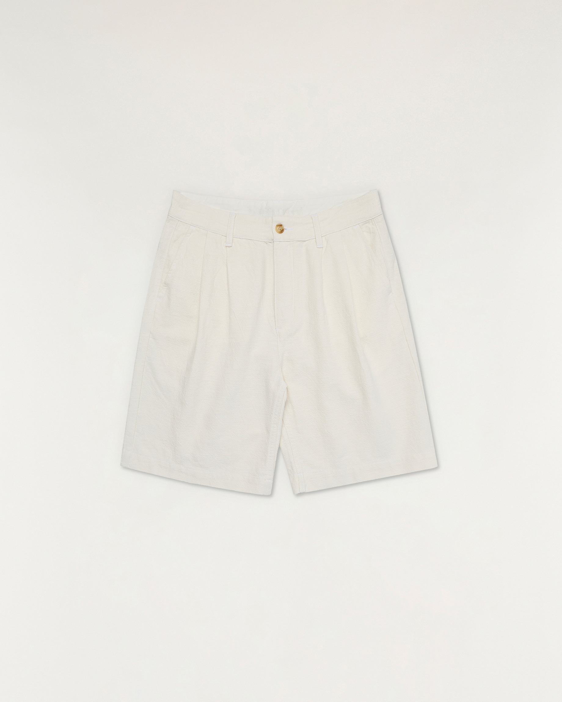 SASUKE PLEATED SHORT Structured Cotton Linen - DENHAM