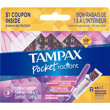 Tampax Radiant 🔥 FIVE (5) Tampax Pocket Radiant Tampons For ONLY