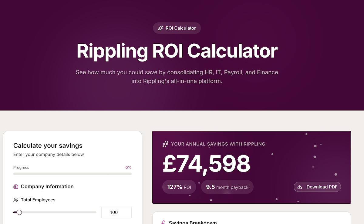Rippling ROI Calculator - Calculate your potential savings
