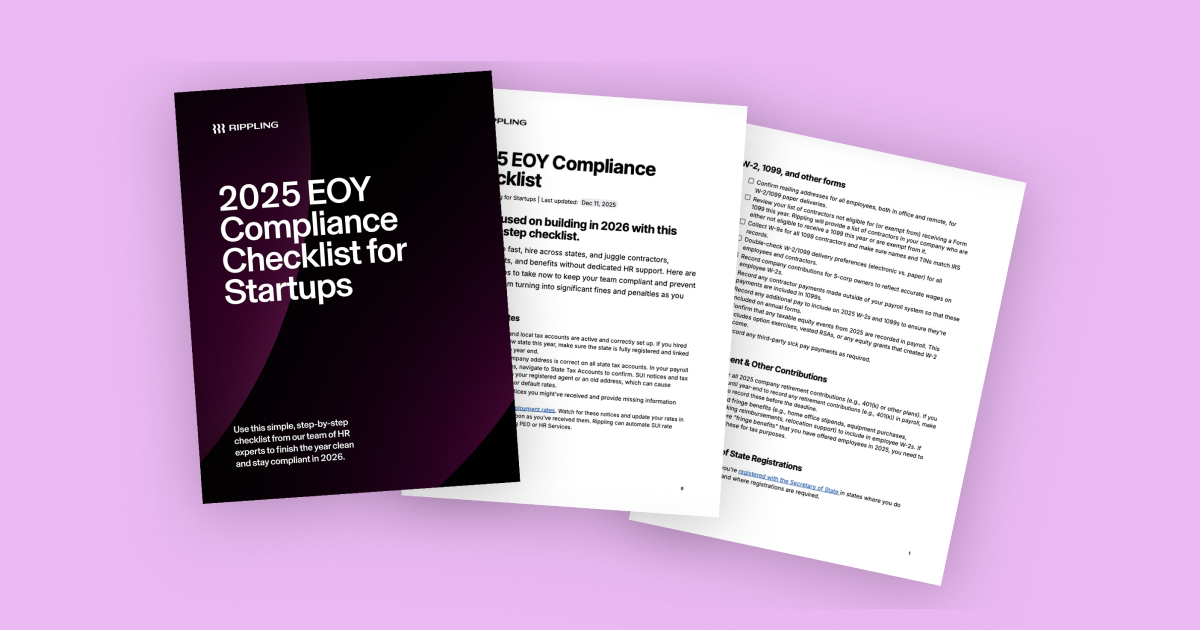 2025 Startup EOY HR & Payroll Compliance Checklist | Rippling