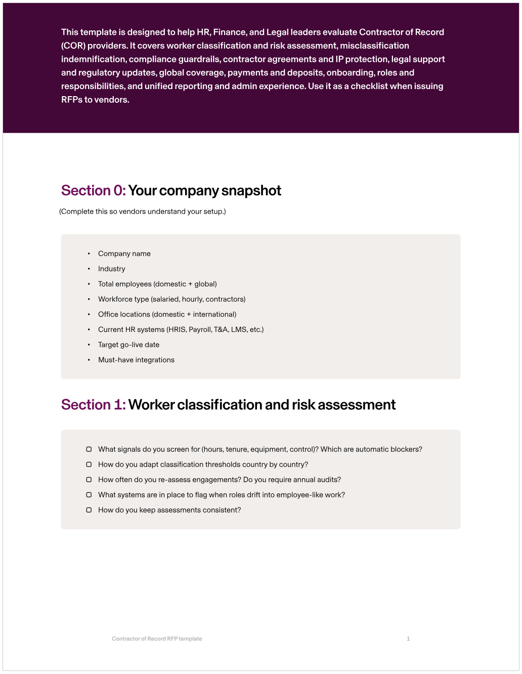 How to evaluate a Contractor of Record (COR): RFP criteria & template ...