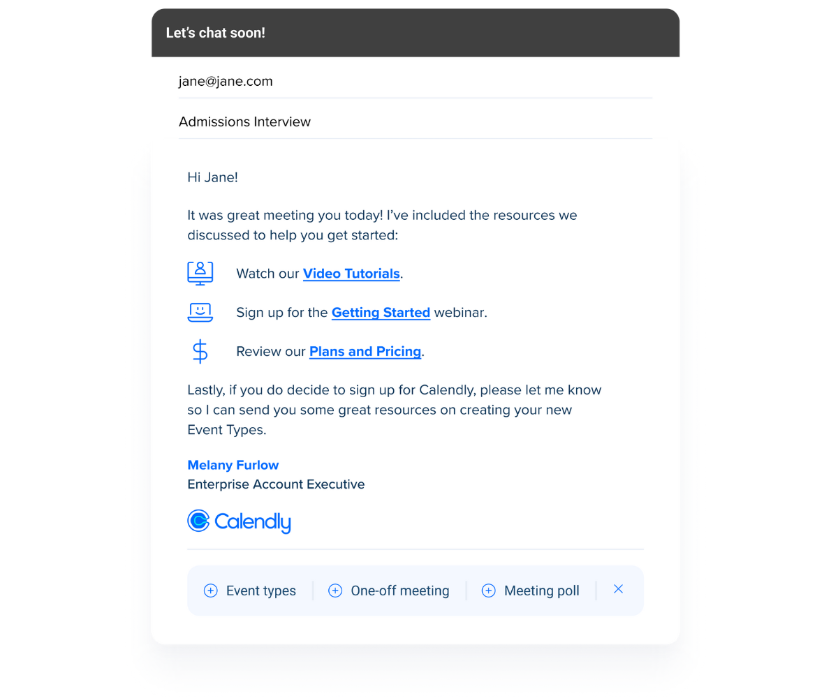 Sales follow-up email templates and tips | Calendly