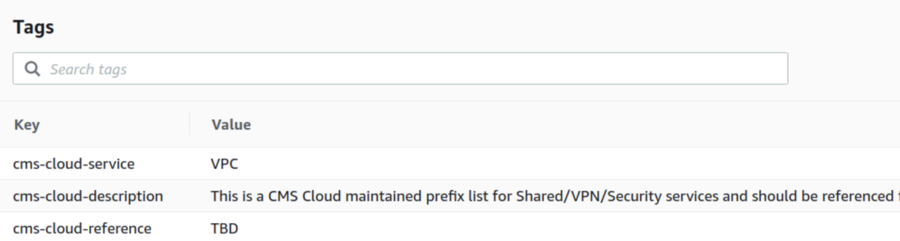 Managing prefix lists | CMS Hybrid Cloud