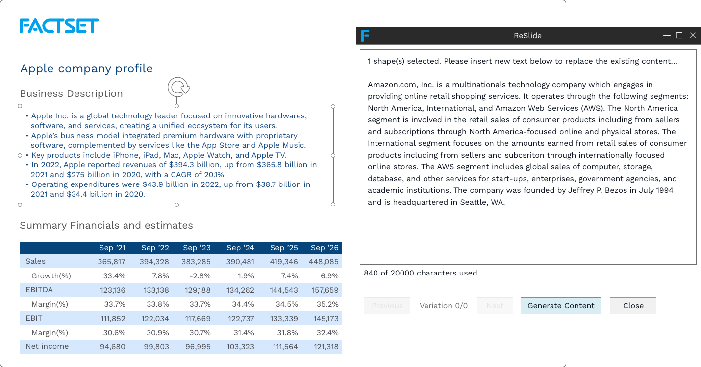 FactSet Pitch Creator | AI-powered Pitchbook Creation