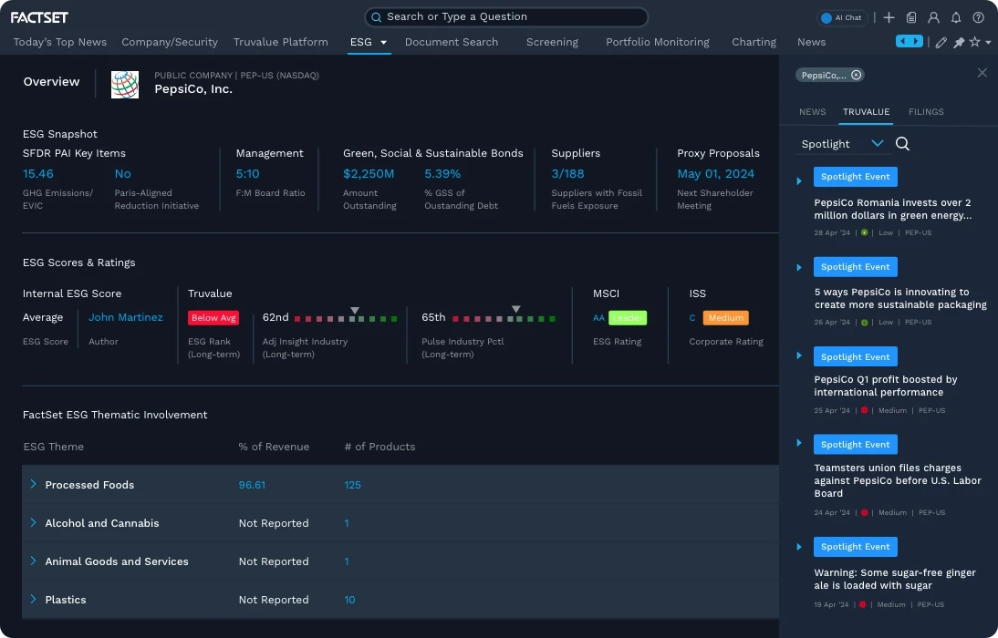 ESG Select Workstation | FactSet