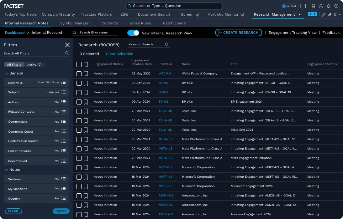 ESG Select Workstation | FactSet