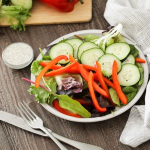 Mixed Greens with Cucumber, Red Pepper and Creamy Italian Recipe | @Atkins