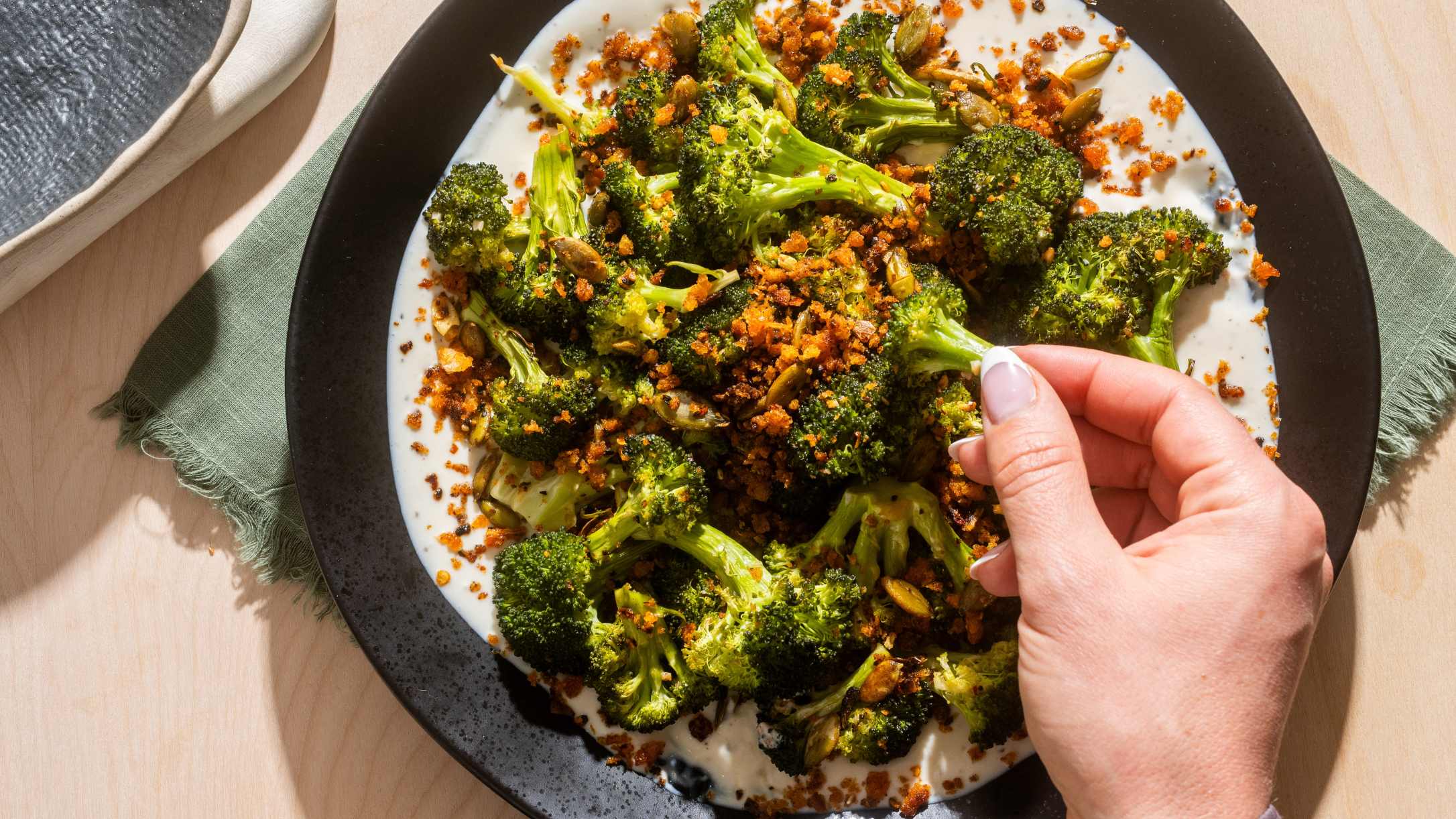 Spicy Roasted Broccoli with Creamy Tofu