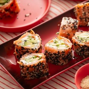 Smoked Salmon and Cucumber Philadelphia Rolls Recipe | @Atkins