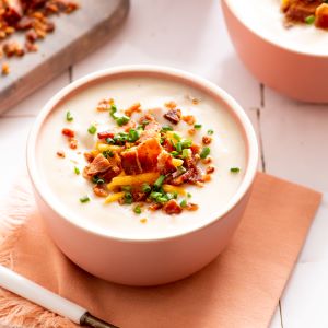 Slow Cooker Faux Loaded Potato Soup Recipe | @Atkins