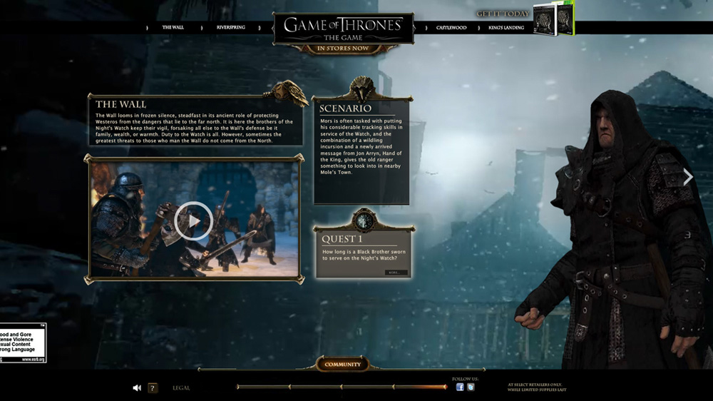 Game of Thrones Video Game Website