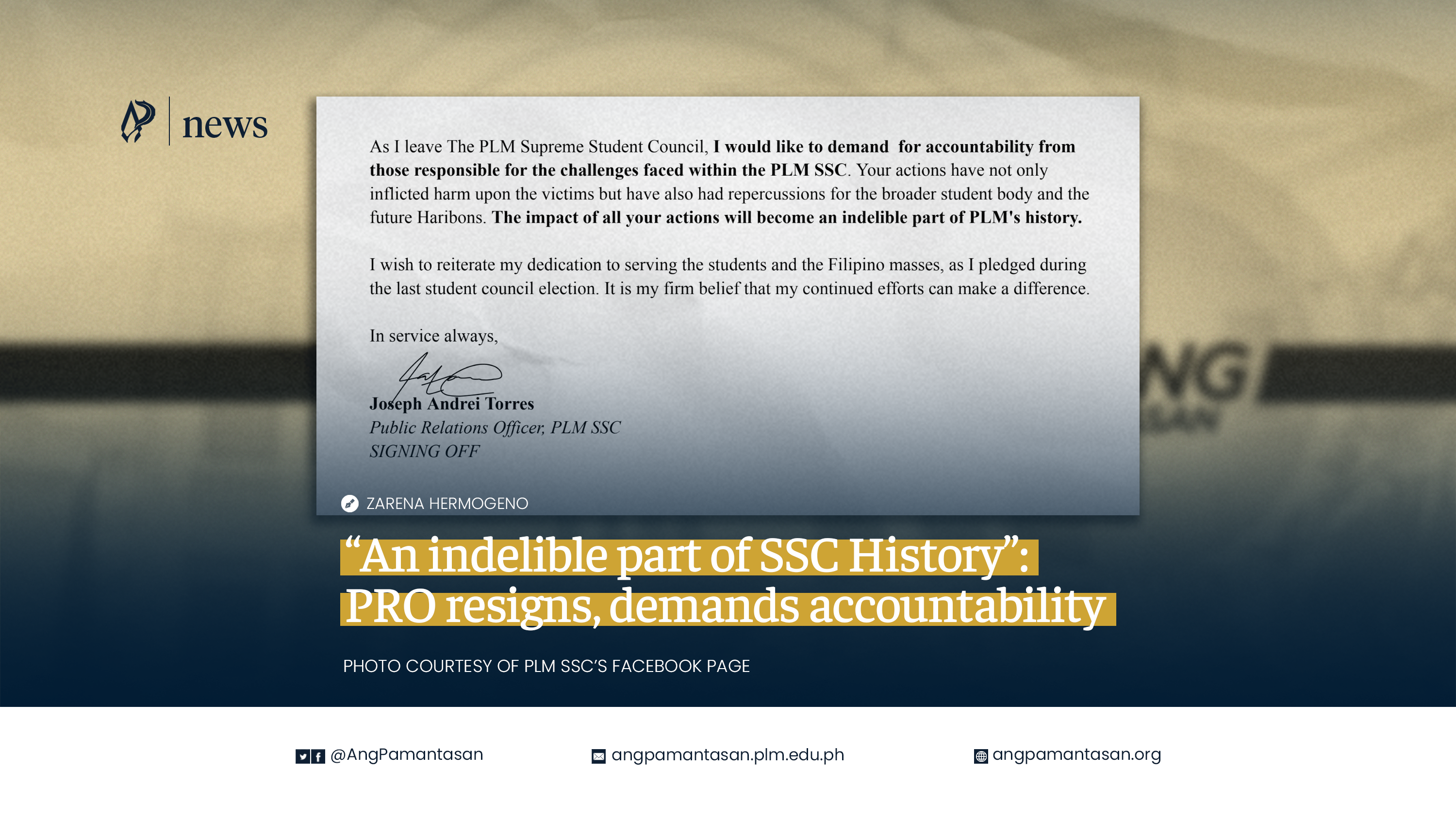 “An indelible part of SSC History”: PRO resigns, demands accountability