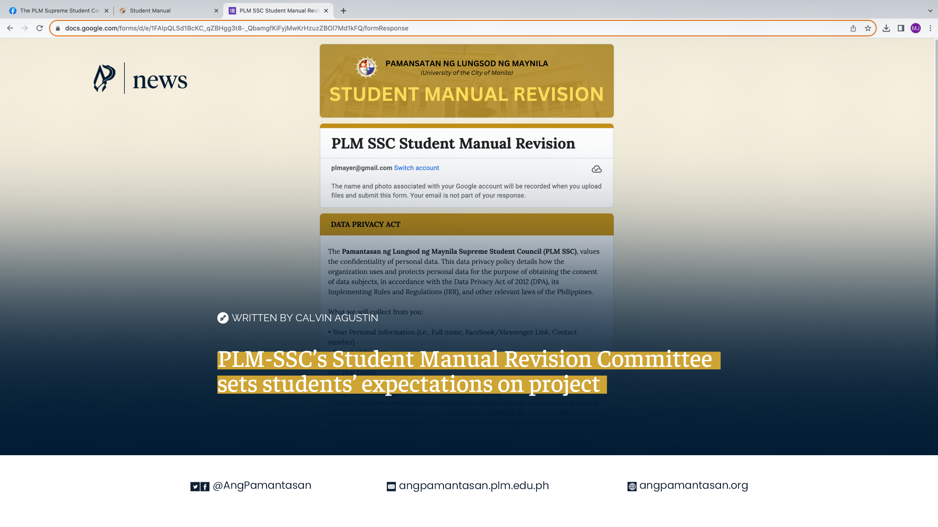 PLM-SSC’s Student Manual Revision Committee sets students’ expectations ...