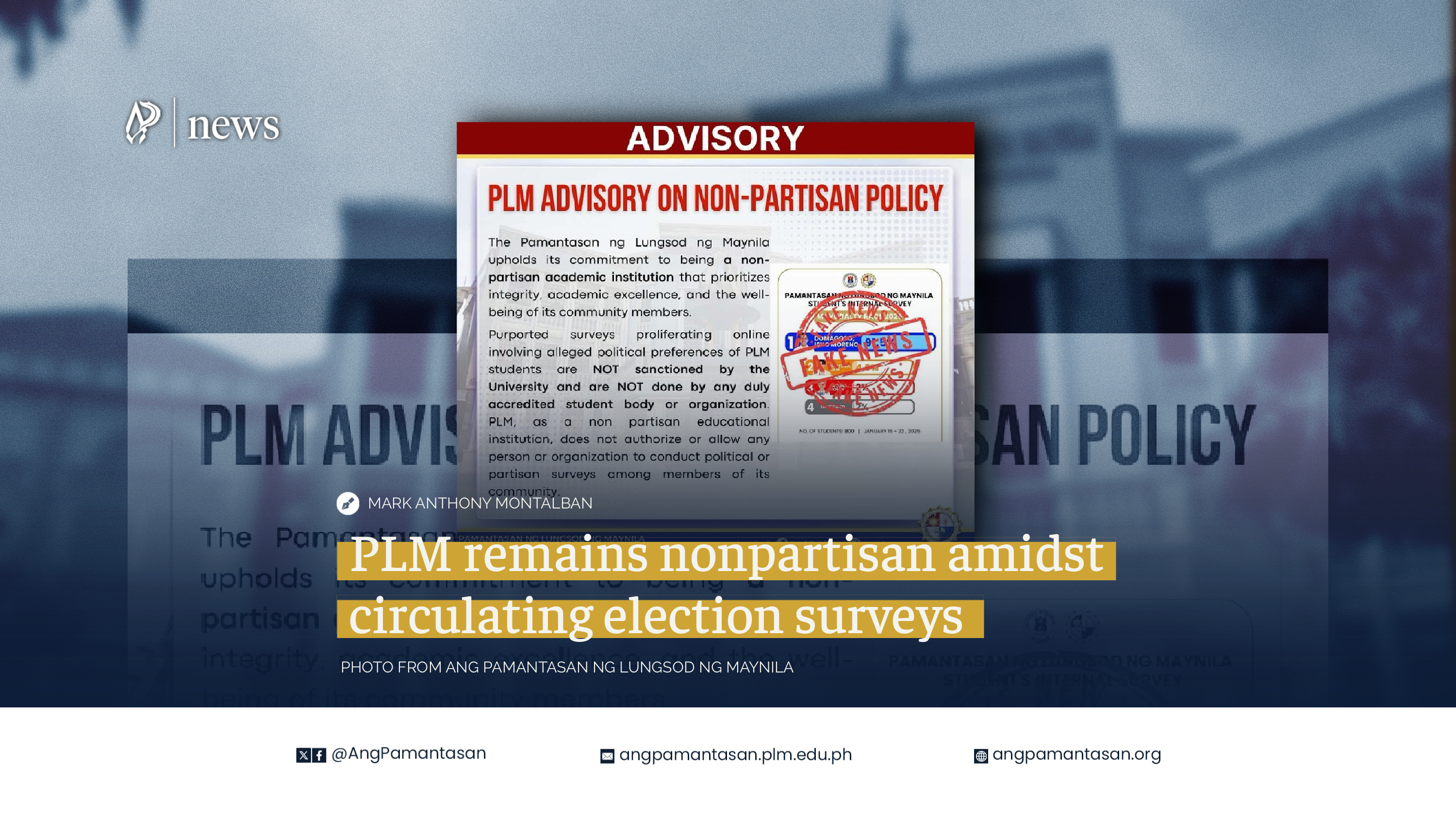 PLM remains nonpartisan amidst circulating election surveys