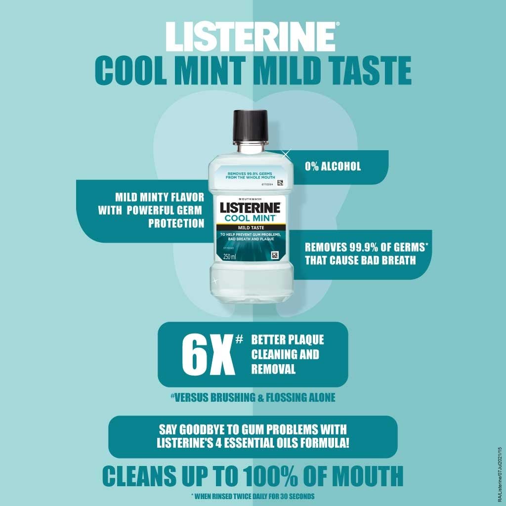 LISTERINE® Cool Mint® Mild Taste Mouthwash - 250ml and 500ml