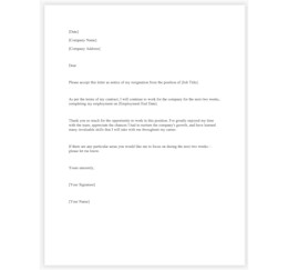 Top Notch Tips About 2 Week Resignation Letter Sample Entry Level 