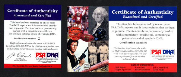 PSA/DNA Update – New Certificate of Authenticity