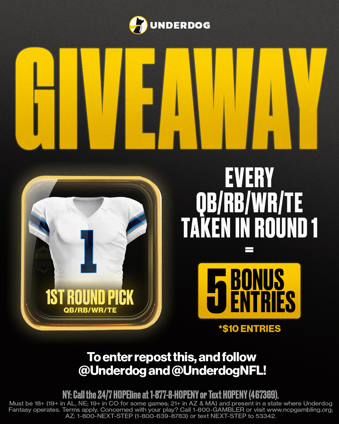 NFL Draft Giveaway Official Rules | Underdog Network