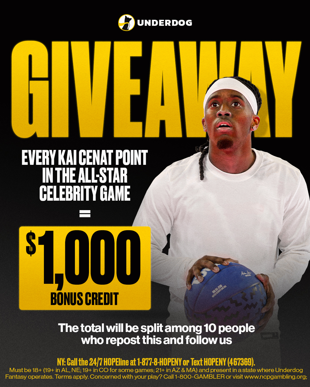 Kai Cenat Giveaway Official Rules | Underdog Network