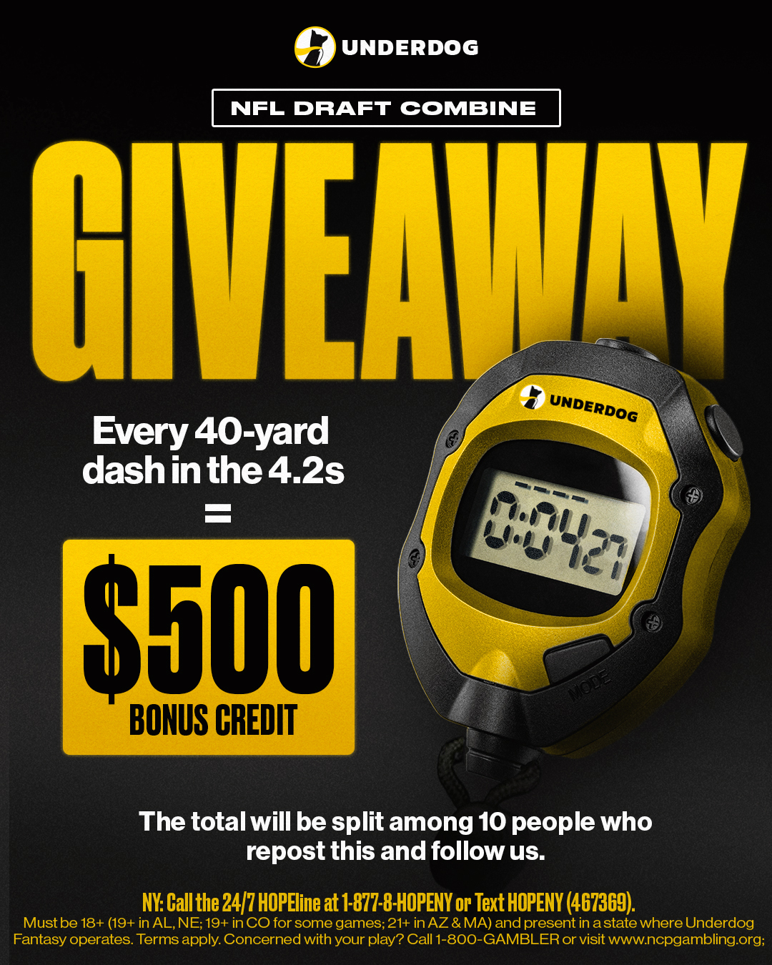 NFL Combine Giveaway Official Rules | Underdog Network