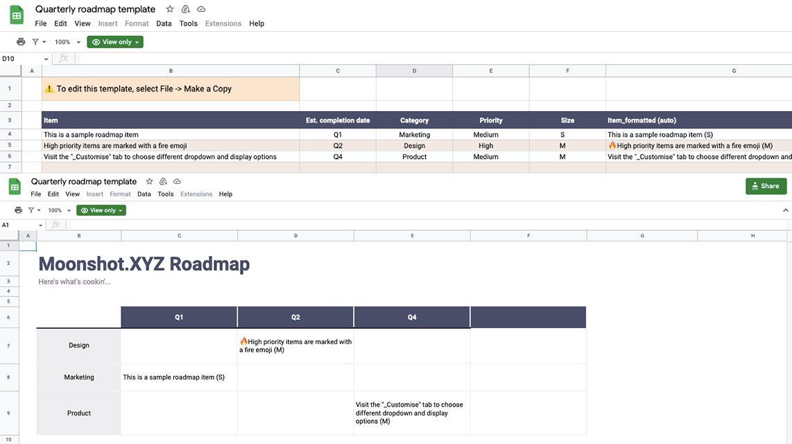 Roadmap Excel Template Free
