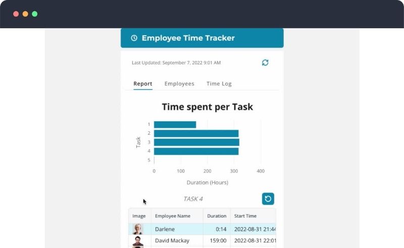 Employee time tracker app