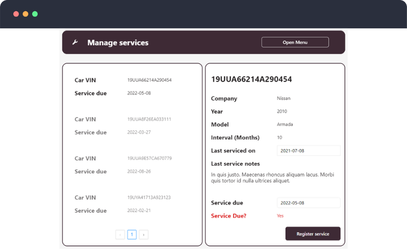 Vehicle Maintenance App Template