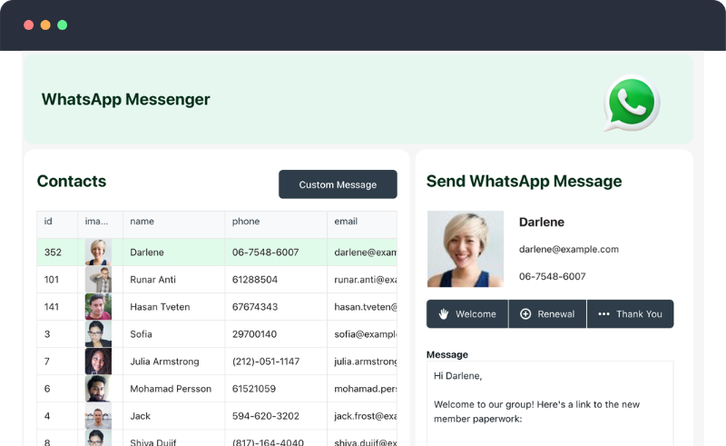 WhatsApp Messenger Template