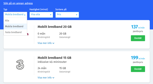Jämför och beställ mobilt bredband direkt - Bredbandsval.se