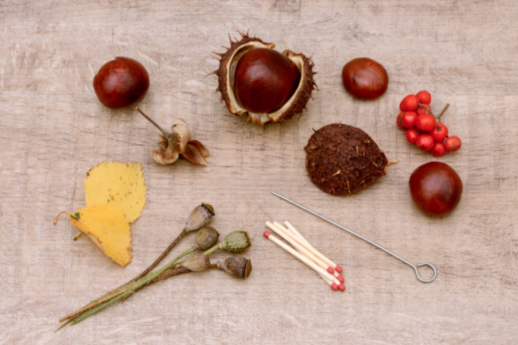 Lag morsomme figurer med kastanjer i høst