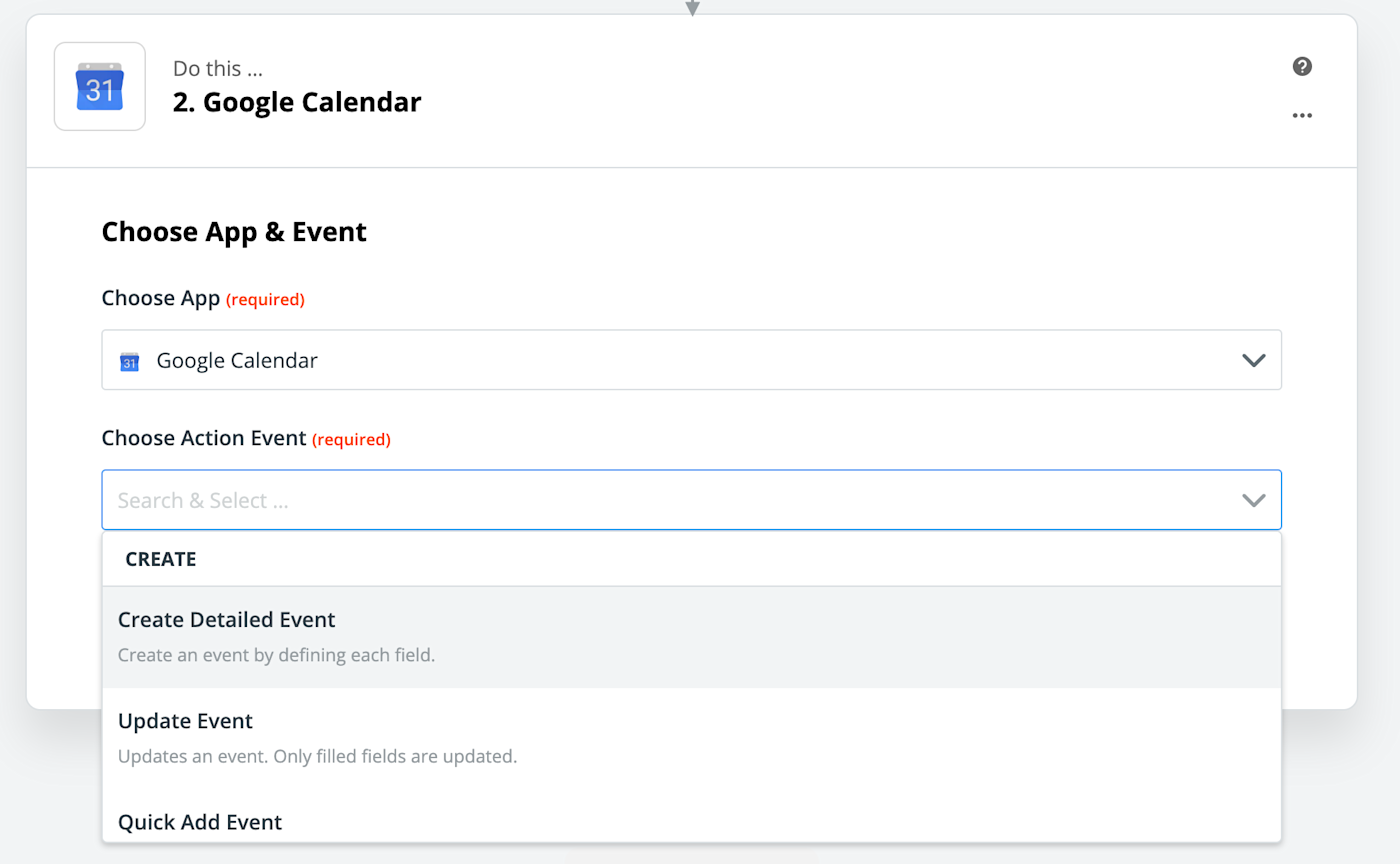How to create detailed Google Calendar events using Zapier