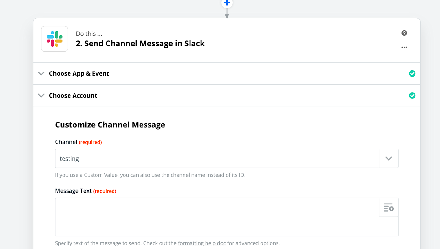 How to format a Slack message in Zapier