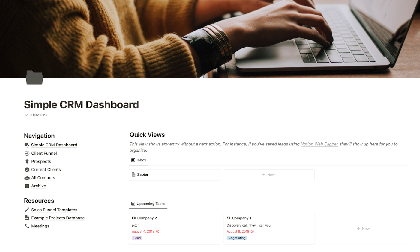 Notion CRM template: How to turn Notion into your CRM | Zapier Notion CRM template: How to turn Notion into your CRM | Zapier
