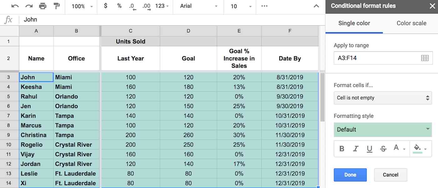 How to Use Conditional Formatting in Google Sheets