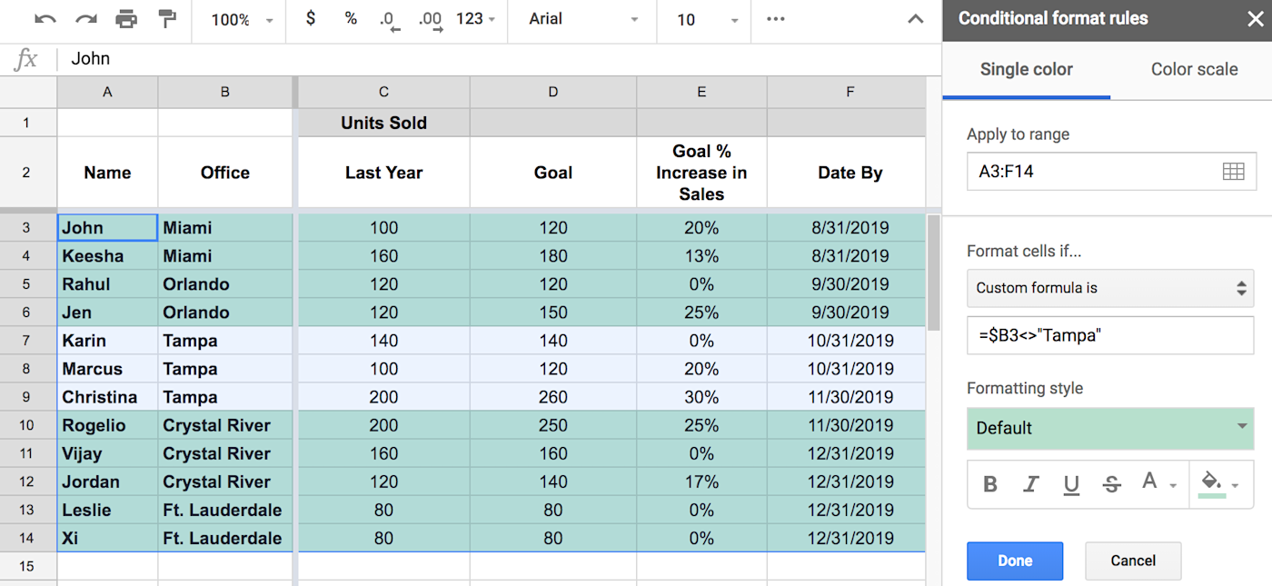 How to Use Conditional Formatting in Google Sheets