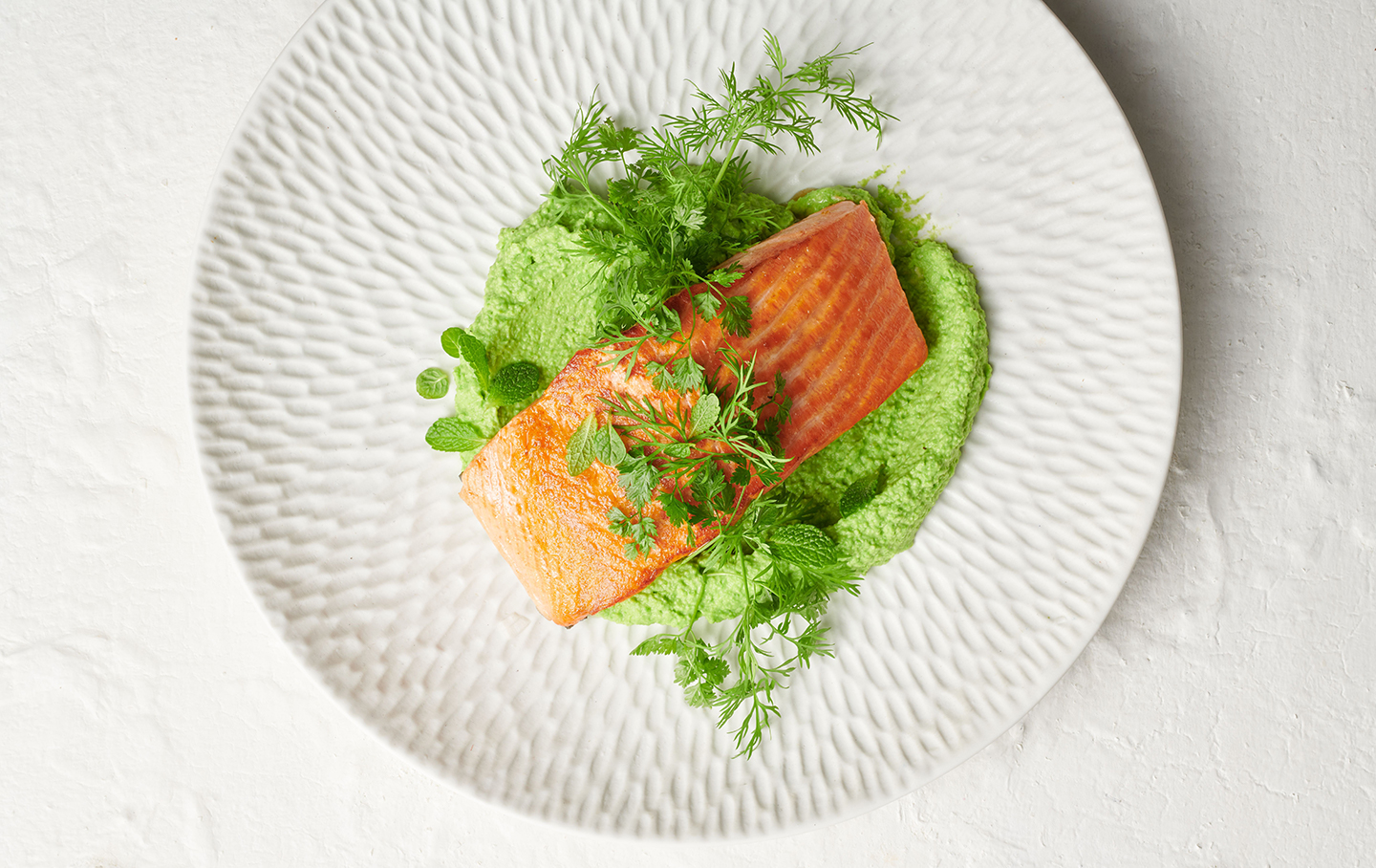 Pan-Fried King Salmon With Silky Pea Puree Recipe
