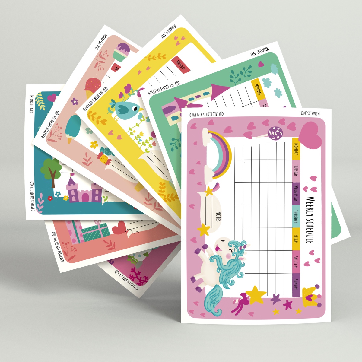 Weekly schedules for little girls with princesses and mermaids - Mira Kids