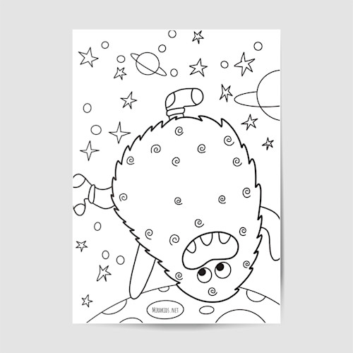 Upside Down Monster In the space | Free Coloring | Mira Studio Kids