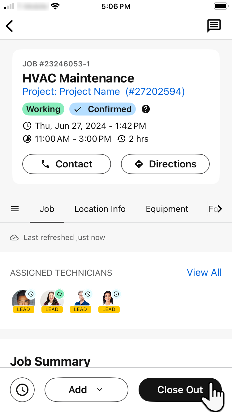 Complete a job in Field Mobile App