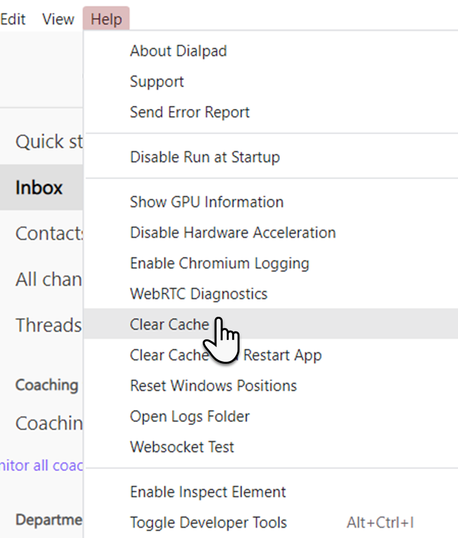 Clear cache in Dialpad desktop app for Windows devices