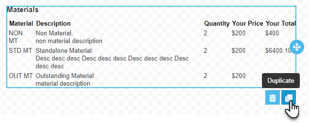 Duplicate a component on your template