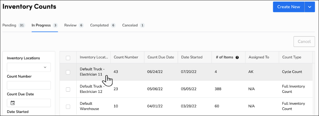 Inventory counts in progress - IC
