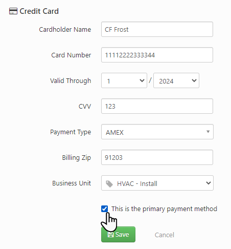 Manage stored customer payment methods