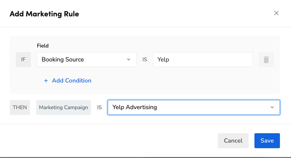 An example of a new Marketing Rule.