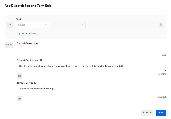 adddispatchfeeandtermrule