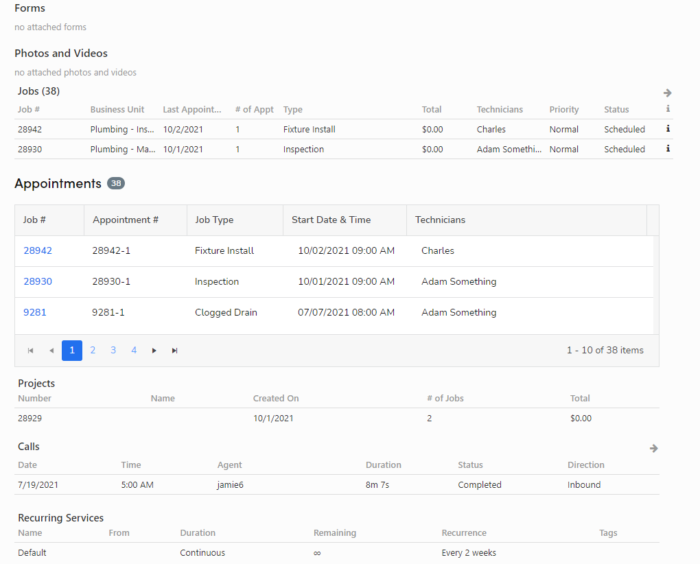 Manage customer and service location records